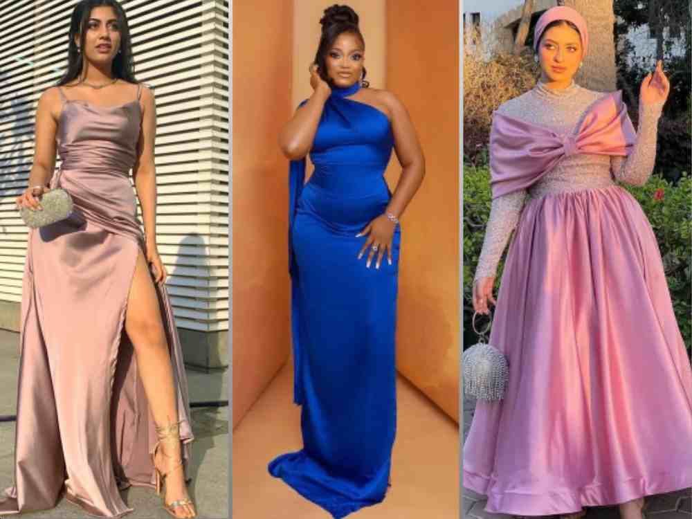 20 Simple Satin Gown Styles for Ladies for a fashionable Look